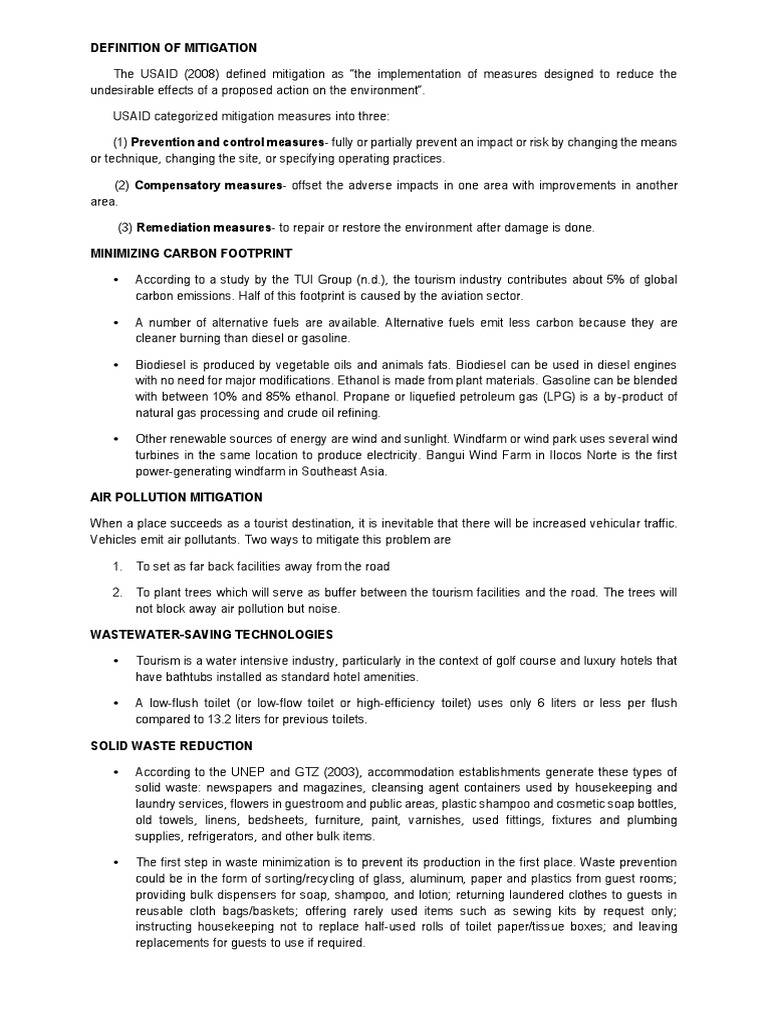 Mitigation Strategies for Tourism Impact | PDF | Climate Change ...
