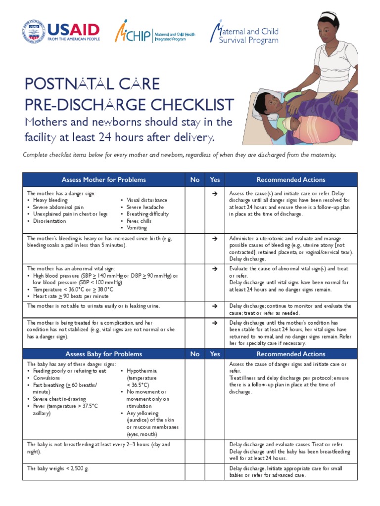 Maternal and Newborn Discharge Checklist | PDF | Childbirth | Birth Control