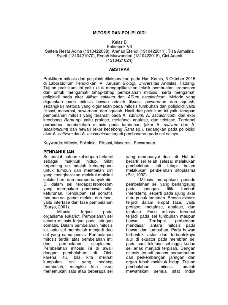 Mitosis Dan Poliploidi | PDF