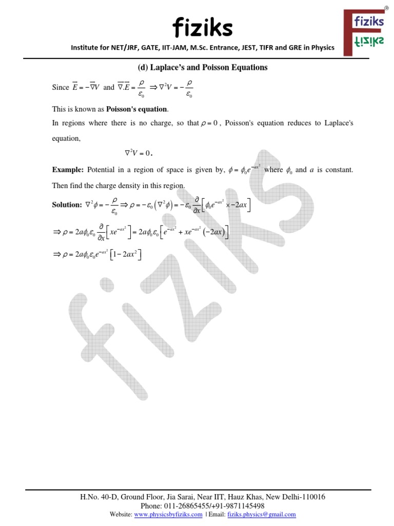 (D) Laplace's and Poisson Equations | PDF