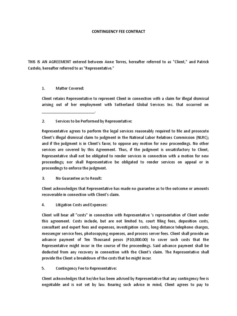 Contingency Contract | Download Free PDF | Service Of Process | Lien