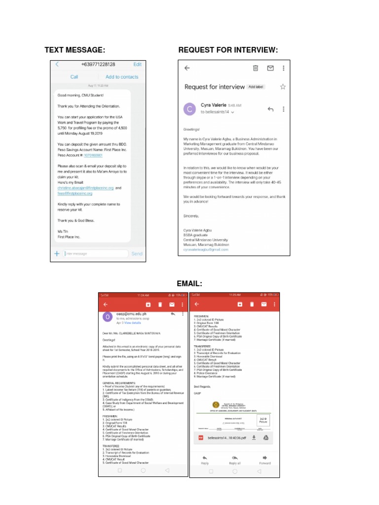 Text Message: Request For Interview | PDF