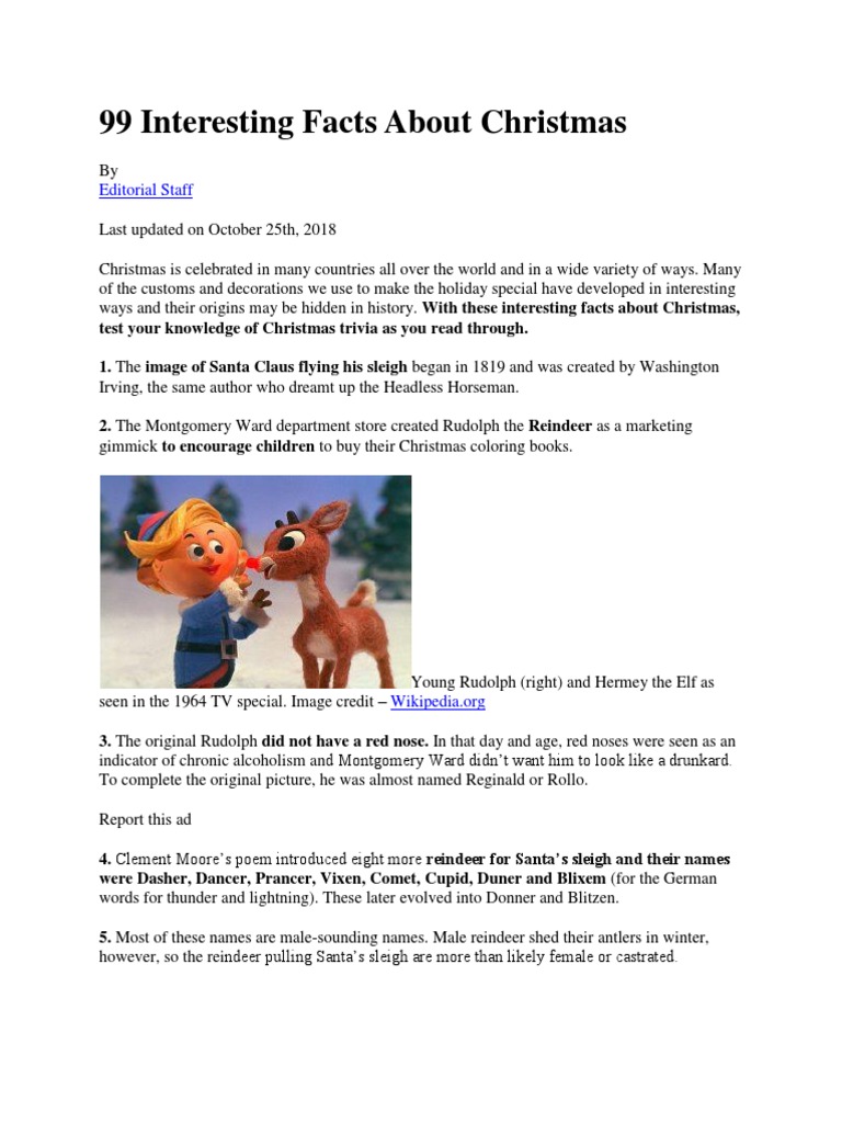 99 Interesting Facts About Christmas | PDF | Santa Claus's Reindeer ...