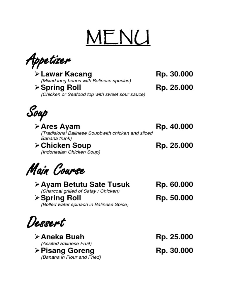 A Taste of Bali: A Menu Showcasing Traditional Balinese Dishes and ...