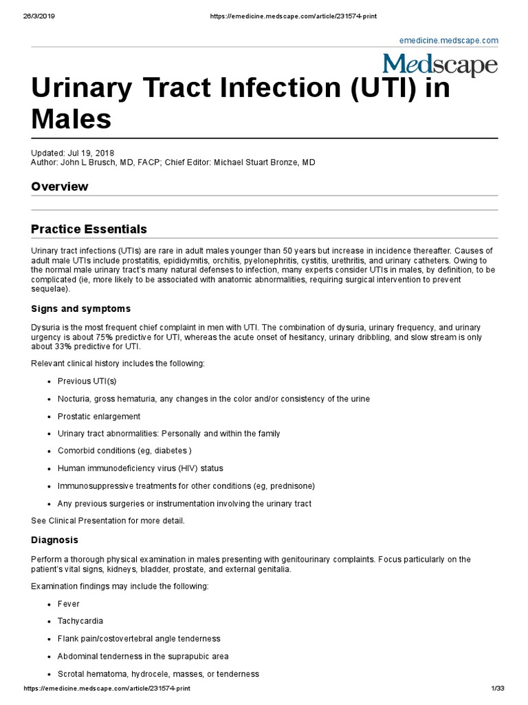 Urinary Tract Infection (UTI) in Males: Signs and Symptoms | PDF ...