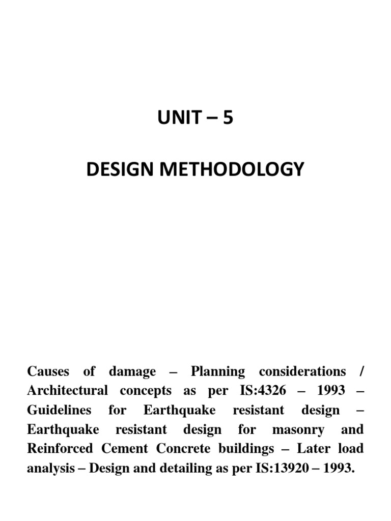 Unit - 5 Design Methodology | PDF | Beam (Structure) | Earthquakes