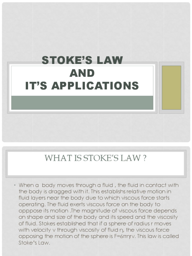 Stoke's Law | PDF | Drag (Physics) | Viscosity