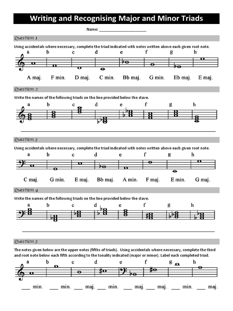 Writing Recognising Major and Minor Chords | PDF | Language Arts ...