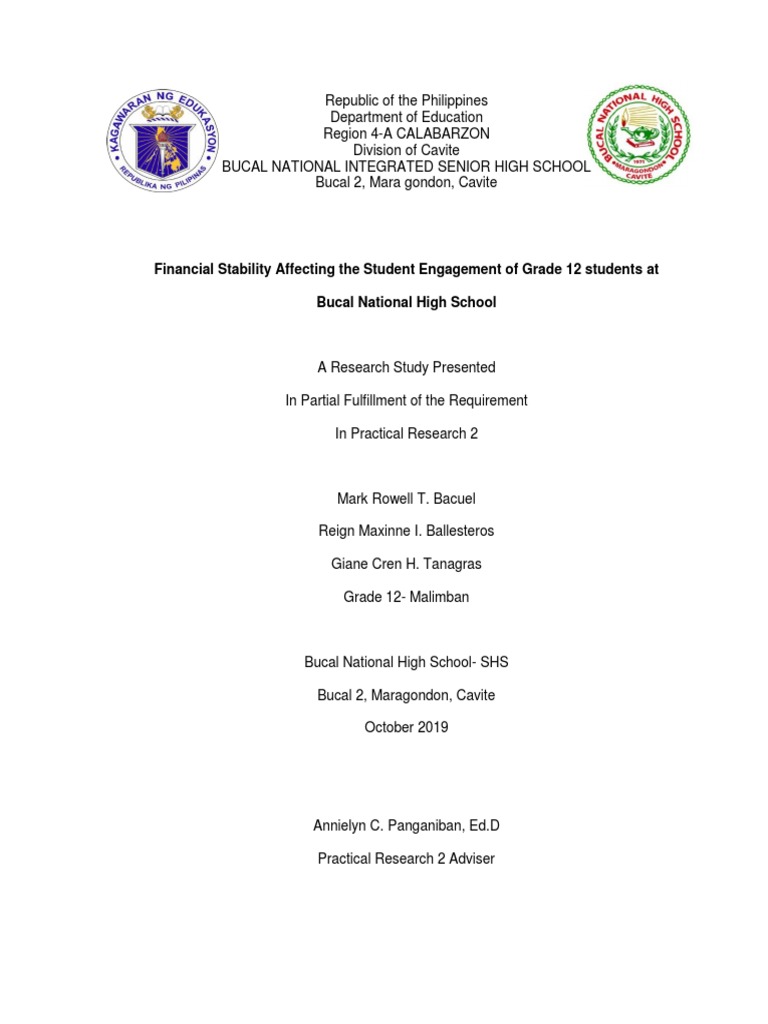 Financial Stability Affecting The Student Engagement of Grade 12 ...