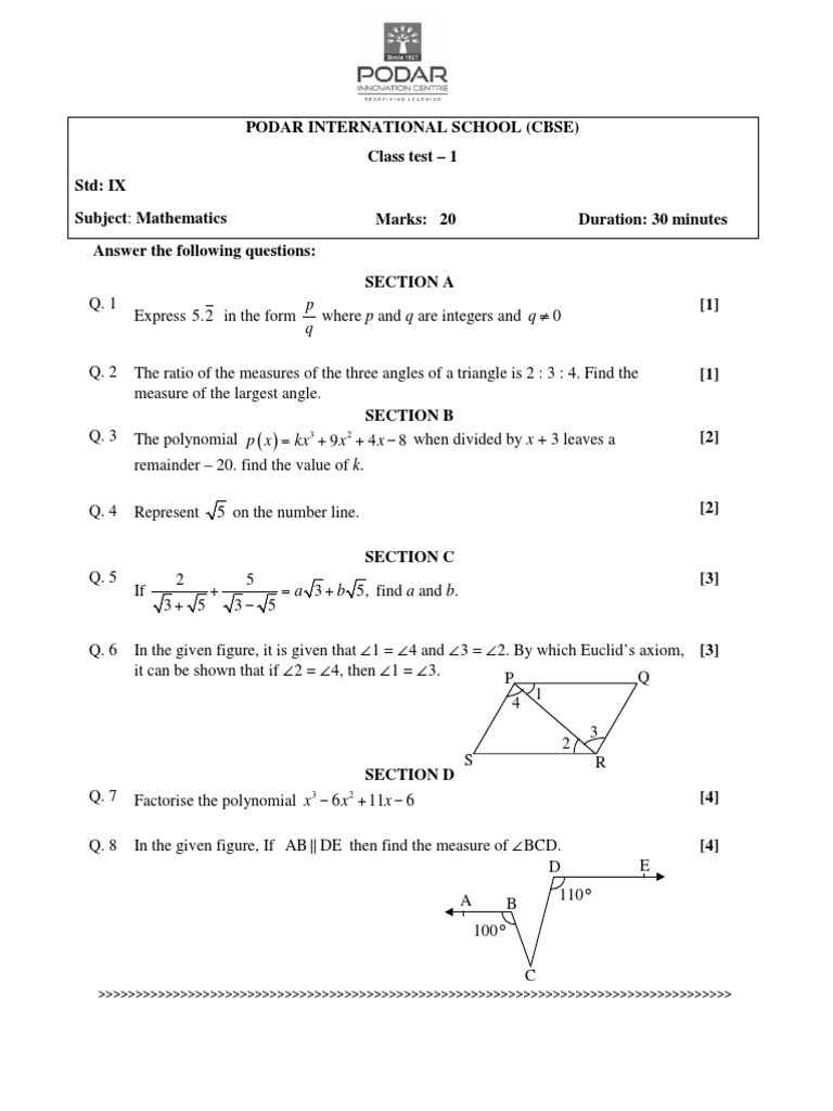 1 Combine Test QP | PDF | Mathematical Objects | Algebra