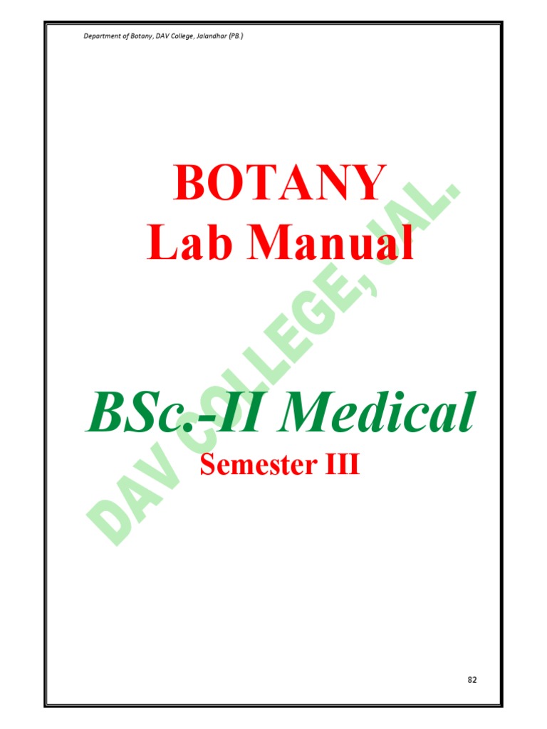 Botany Lab Manual: Bsc.-Ii Medical | PDF | Branches Of Botany | Plant ...