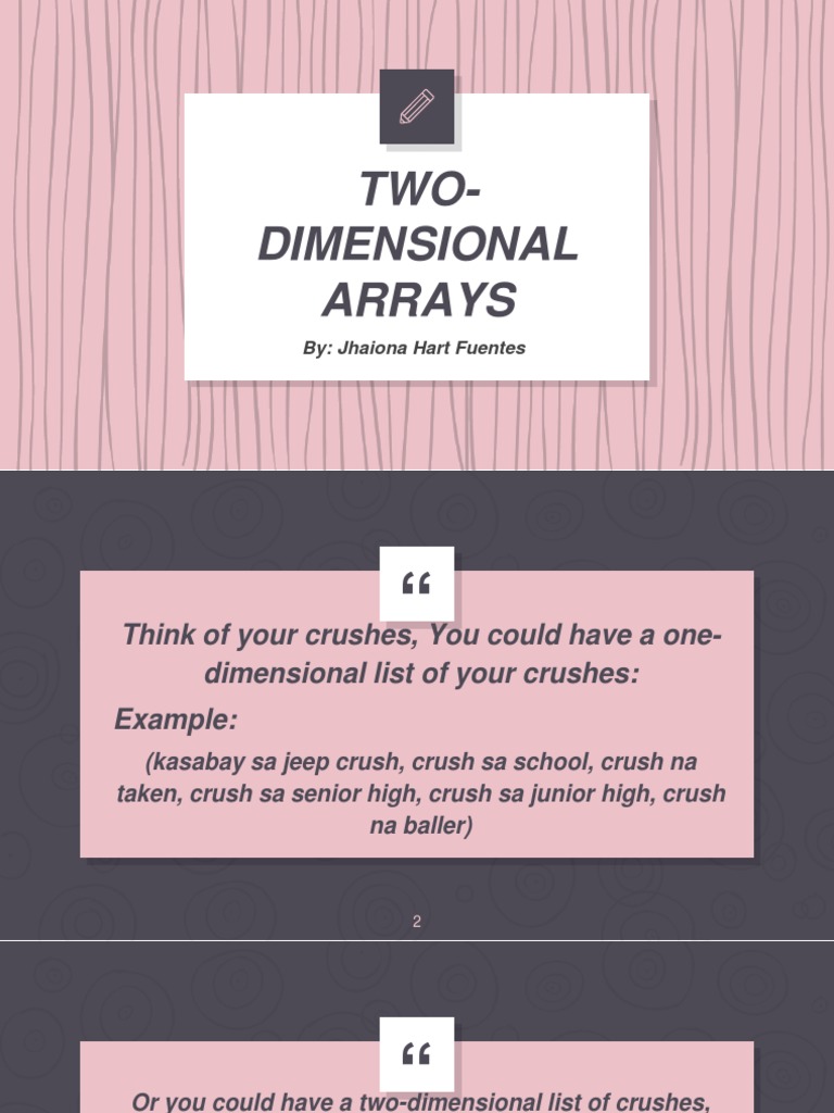 Two Dimensional Arrays By Jhaiona Hart Fuentes Pdf Array Data Structure Matrix Mathematics