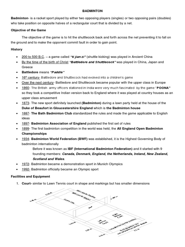 BADMINTON New Handout | PDF | Racquet Sports | Games Of Physical Skill