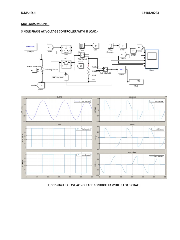 Matlab/Simulink:-Single Phase Ac Voltage Controller With R Load | PDF