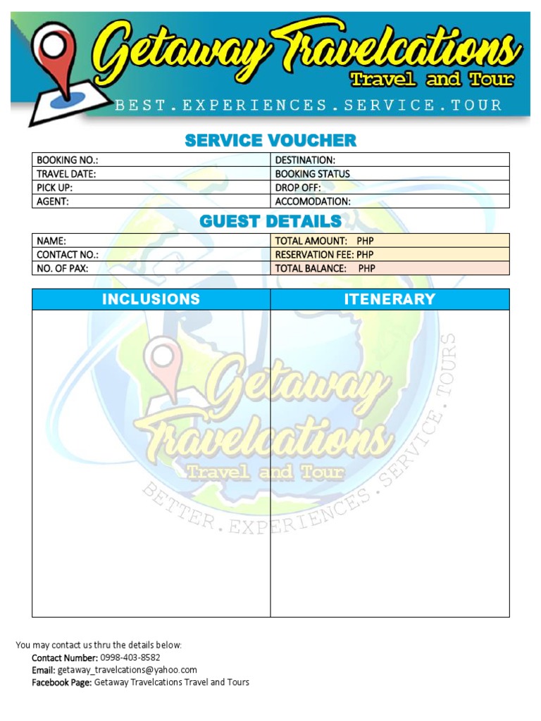Service Voucher Template for Tourism | PDF
