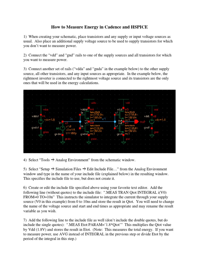 How To Measure Energy in Cadence and HSPICE | PDF | Spice | Electronics