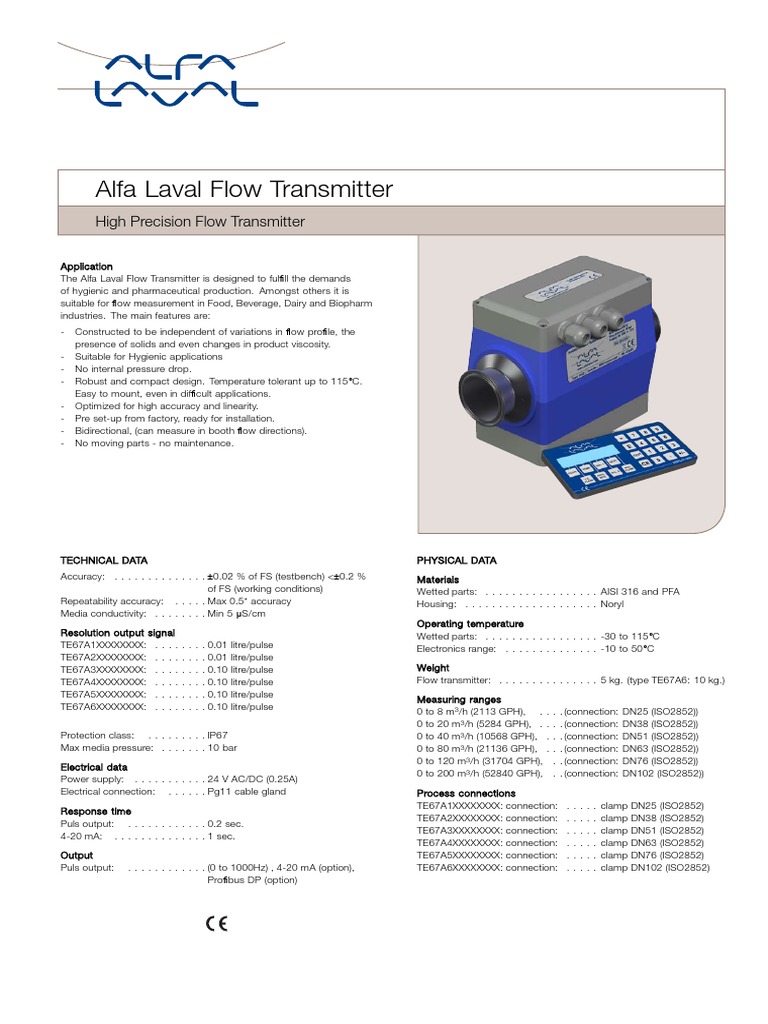Alfa Laval Flow Transmitter Product Leaflet | PDF | Electrical Engineering | Electromagnetism