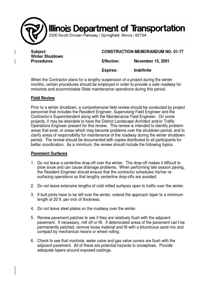Construction Memorandum Template | PDF | Road | Drainage
