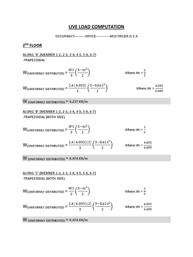 Live Load Computation | PDF