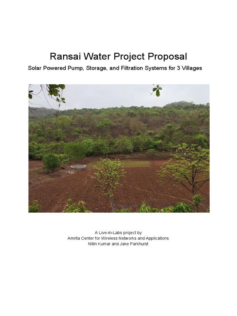Ransai Water Project Proposal: Solar Powered Pump, Storage, and ...