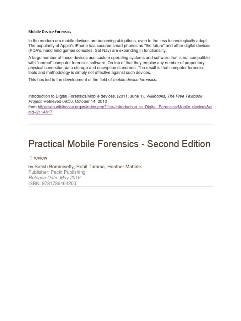 Practical Mobile Forensics - Second Edition | PDF