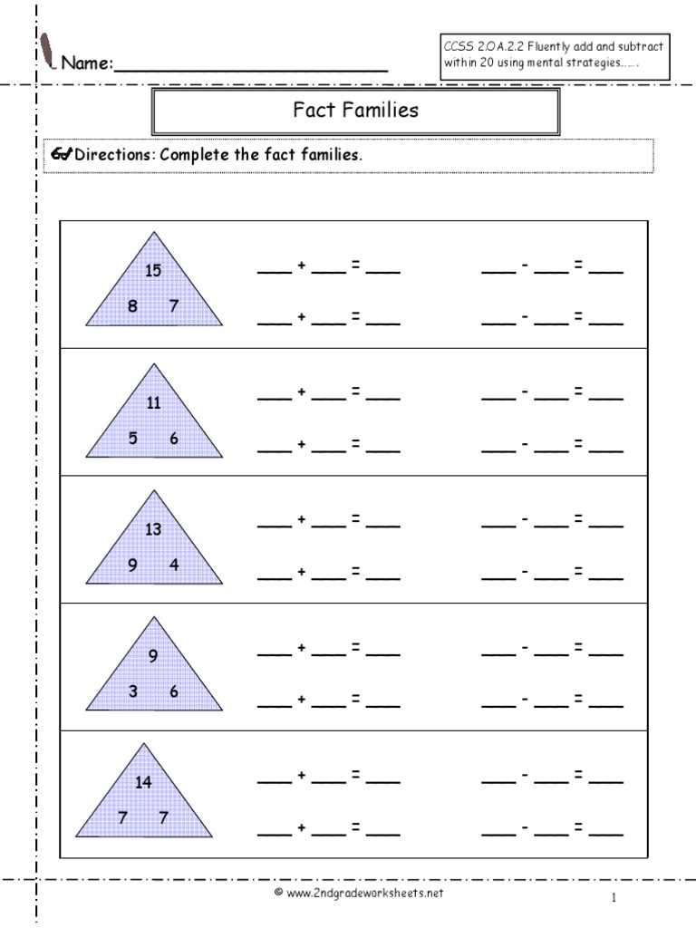 Directions: Complete The Fact Families | PDF