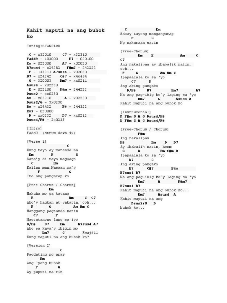 Kahit Maputi Na Ang Buhok Ko | PDF | Song Structure | Songs
