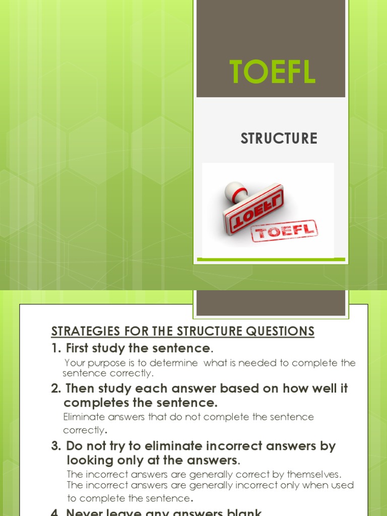05 TOEFL - Structure-1 | PDF | Sentence (Linguistics) | Subject (Grammar)