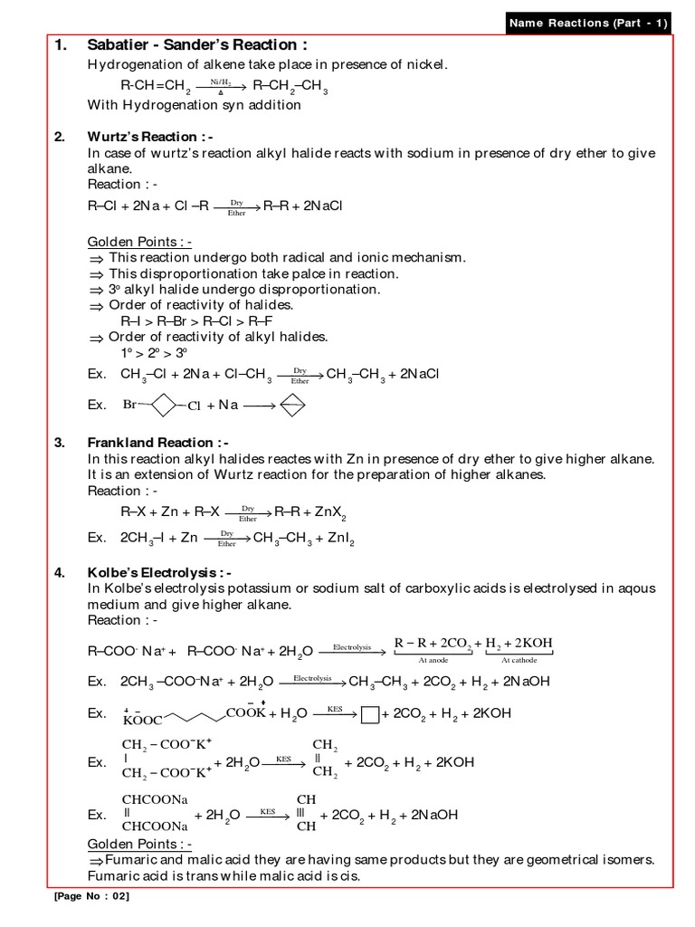 Name Reaction | PDF | Ester | Aldehyde