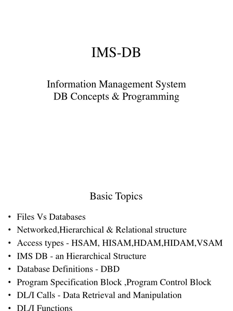 Ims-Db: Information Management System DB Concepts & Programming | Download Free PDF | Databases ...