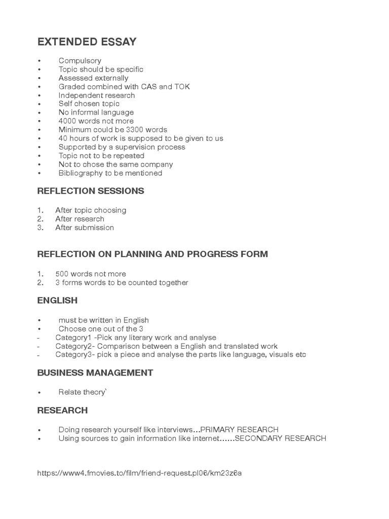 Extended Essay: Reflection Sessions | PDF