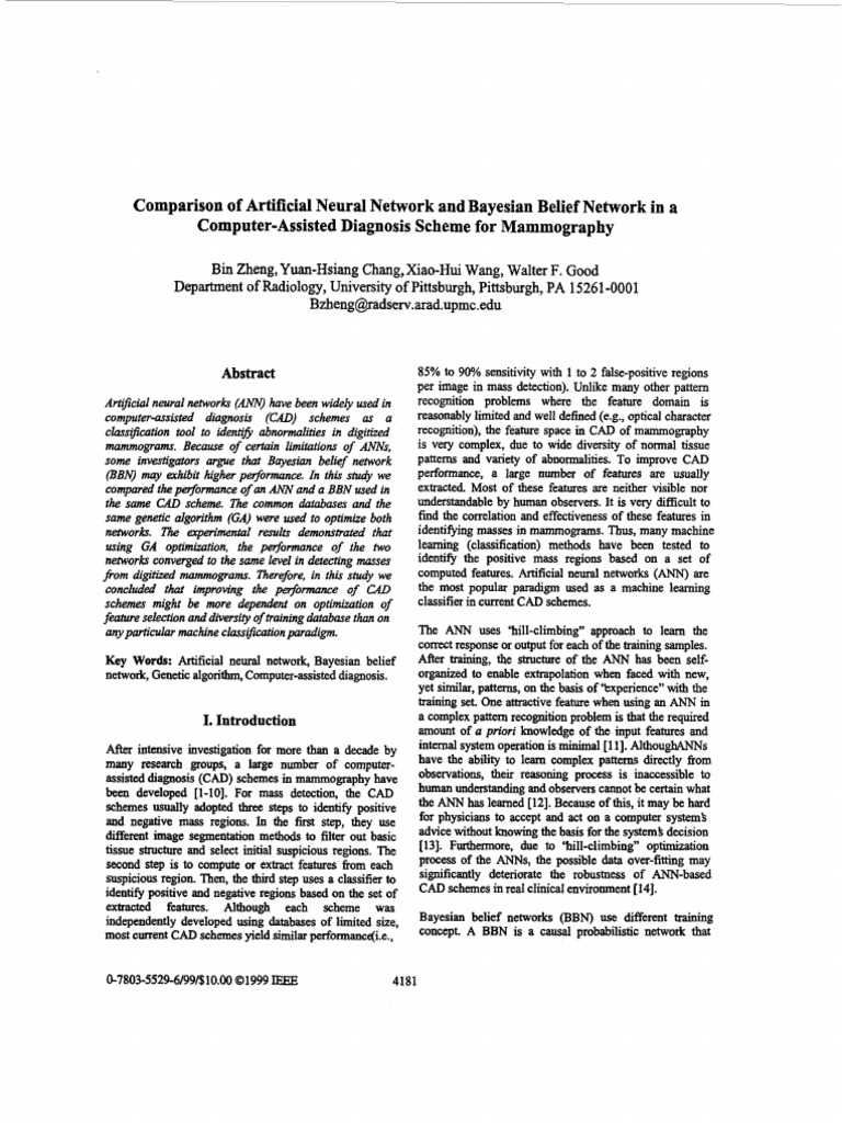 Comparison of Artificial Neural Network and Bayesian Belief Network in Computer-Assisted ...