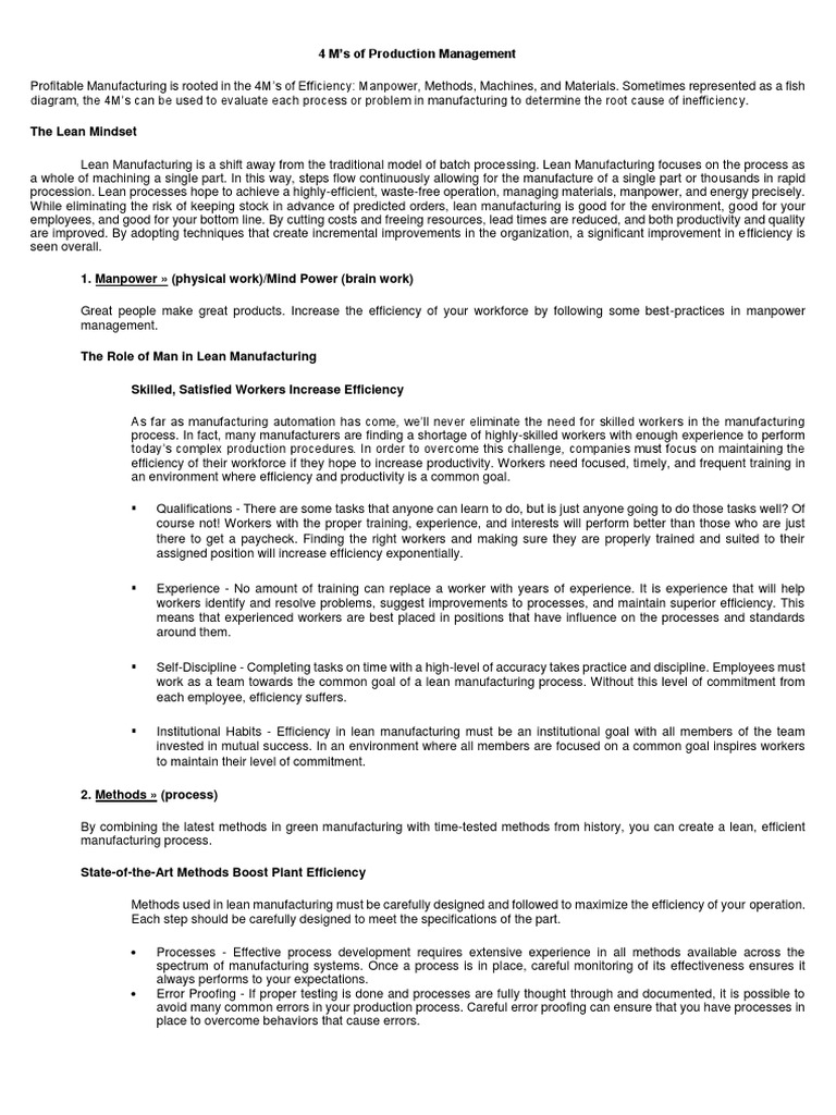 Maximizing Efficiency Through the 4 M's of Production Management ...