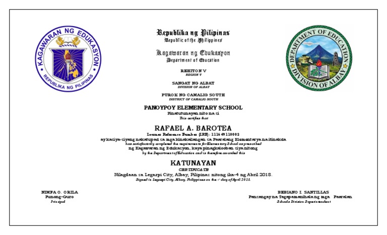 Sample Diploma Grade 6 Template | PDF
