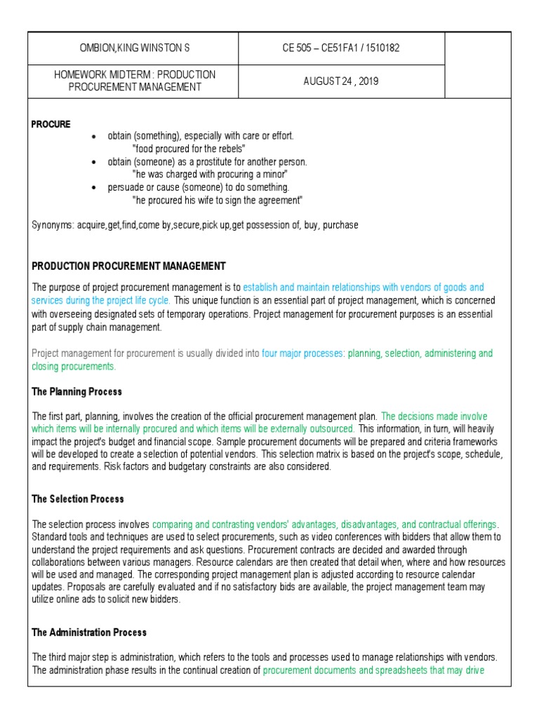 Procure: Production Procurement Management | PDF | Procurement | Request For Proposal
