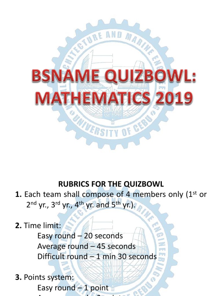 Math Quizbowl Questionnaires | PDF | Circle | Tangent