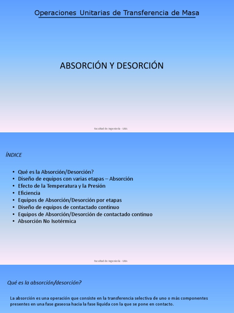 Procesos de Absorción y Desorción | PDF | Absorción (Química) | Fase ...