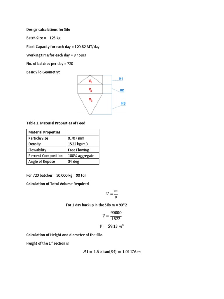 Design Calculations For Silo | PDF | Volume | Applied And ...