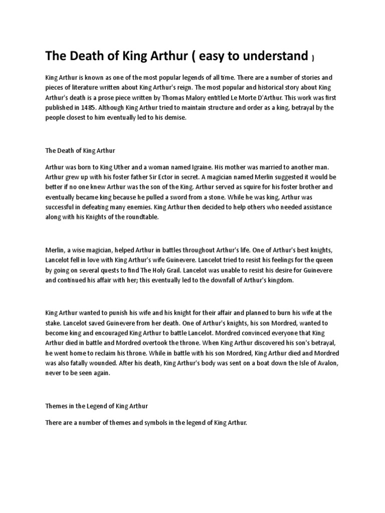 The Death of King Arthur (Easy To Understand | PDF | King Arthur | Lancelot