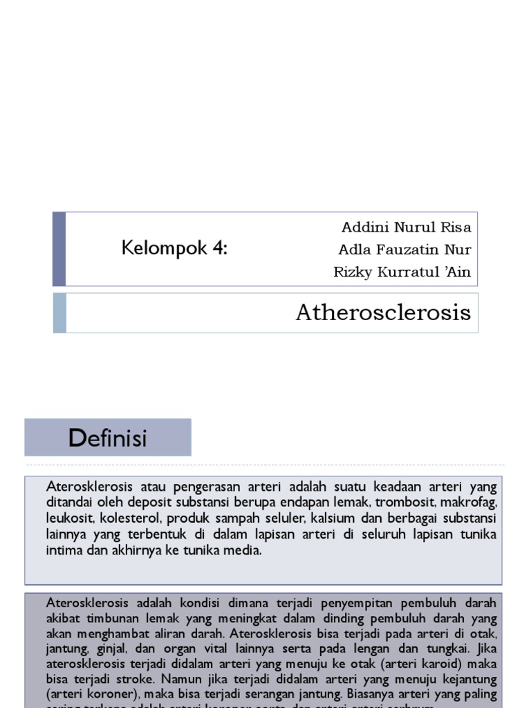 Patofisiologi Aterosklerosis Kel4 Send | PDF | Kesehatan Holistik | Sains & Matematika