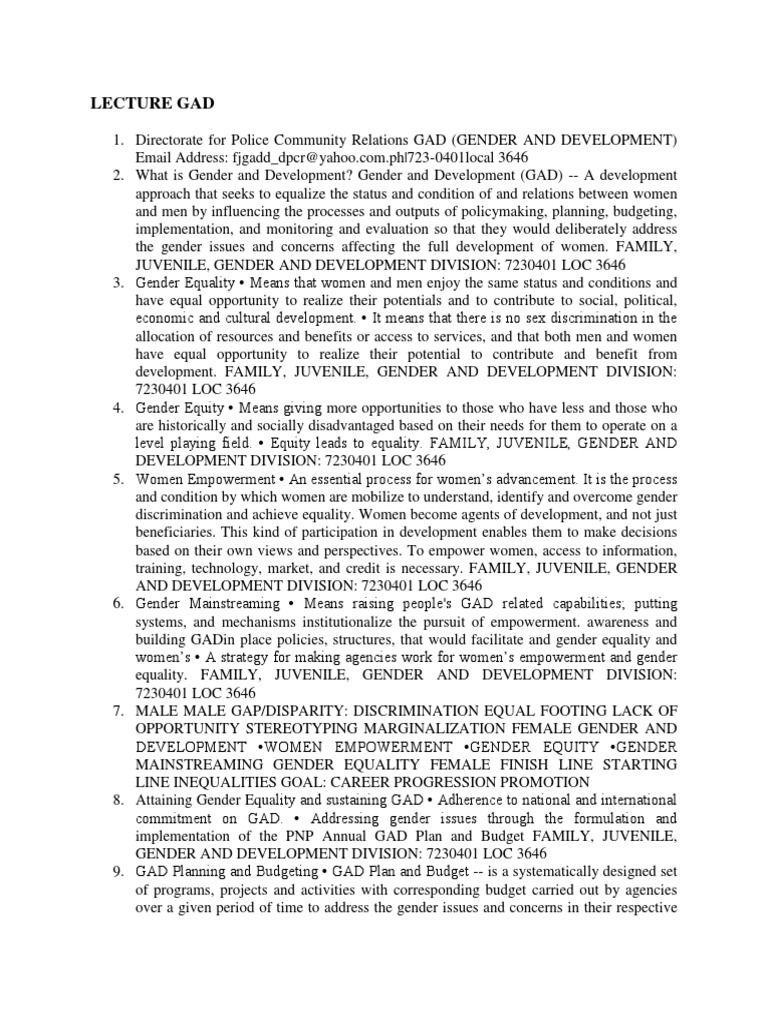 Lecture Gad | PDF | Gender And Development | International Development