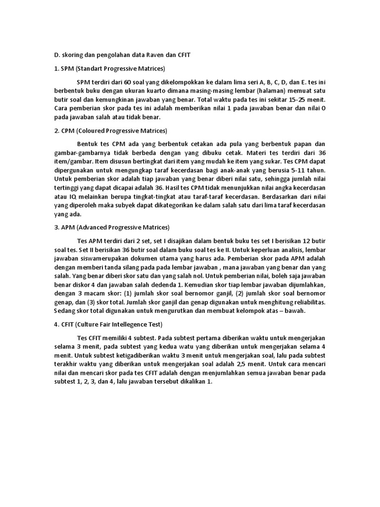 Skoring Dan Pengolahan Data | PDF