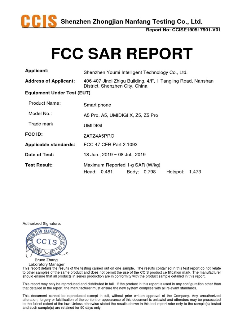 Lte FCC Sar Report-V01 | PDF | High Speed Packet Access | General Packet Radio Service