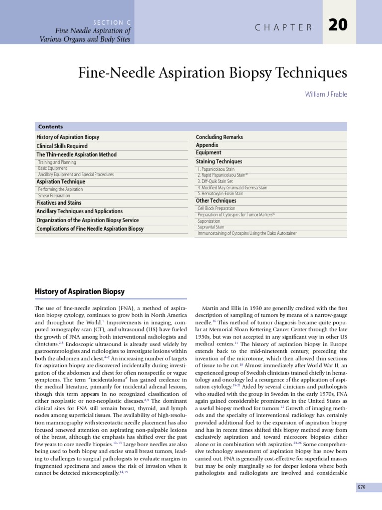 Fine Needle Aspiration Techniques Overview | PDF | Cytopathology | Biopsy