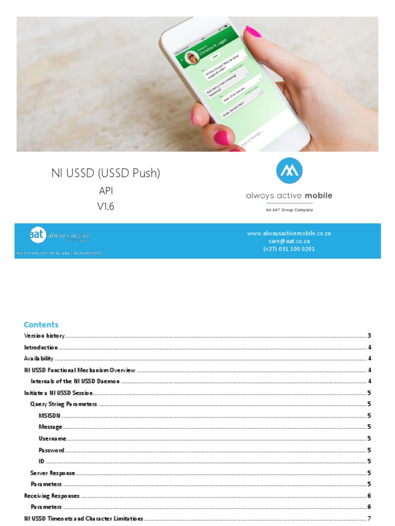 Ni Ussd (Ussd Push) : API V1.6 | PDF | Hypertext Transfer Protocol | Computer Networking