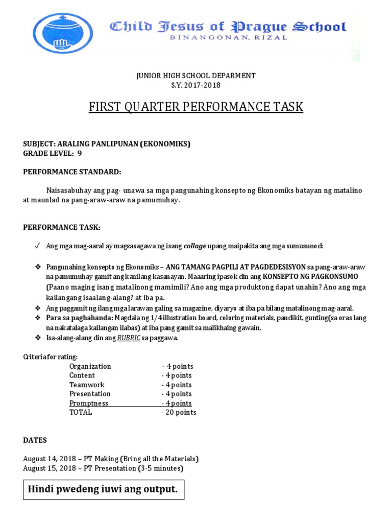 AP 9 Performance Task 1st Quarter | PDF