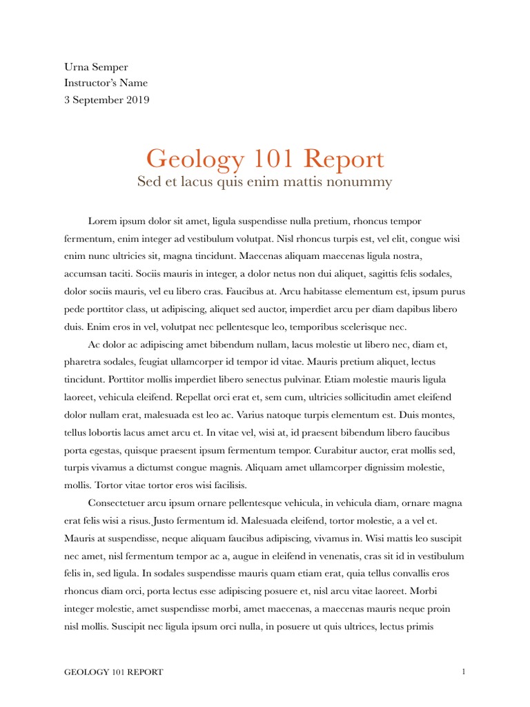 Geology 101 Report: Sed Et Lacus Quis Enim Mattis Nonummy | PDF