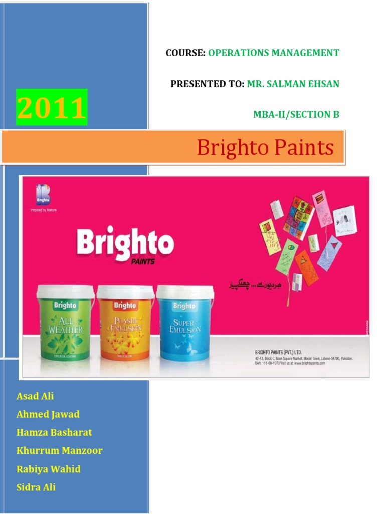 Brighto Paints: Course: Presented To | PDF | Paint | Employment