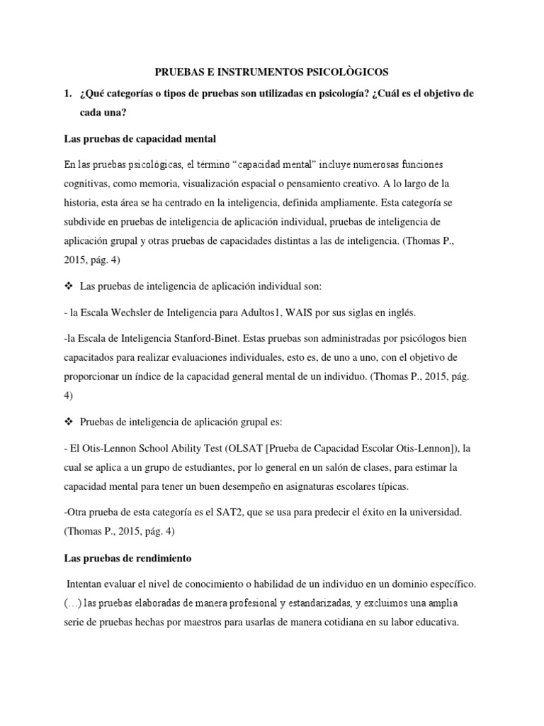Pruebas e Instrumentos Psicològicos, Semana 4 | PDF | Escala de ...