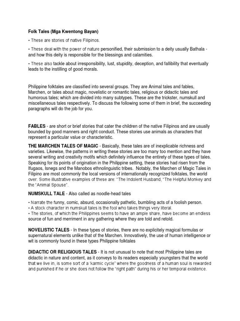 Philippine Folktales: Themes and Types | PDF | Fairy Tales | Trickster